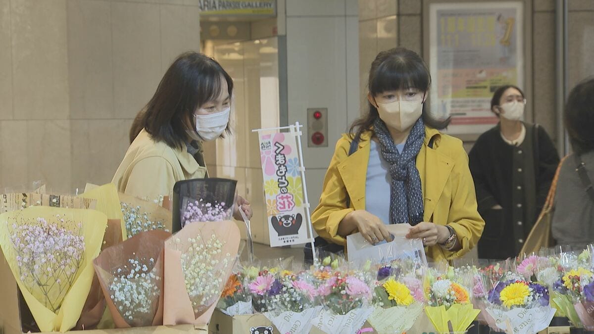 「花言葉は感謝」11月22日はいい夫婦の日 かすみ草の即売会開催 くまモンもイベントをPR（RKB）｜dメニューニュース（NTTドコモ）