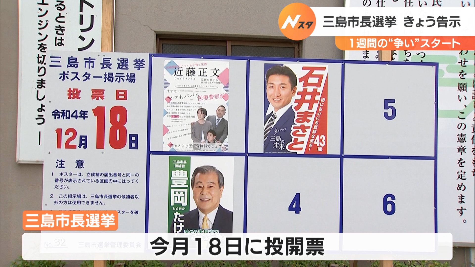 1週間の選挙戦がスタート…三つ巴の争い三島市長選挙が告示＝静岡・三島市 | TBS NEWS DIG