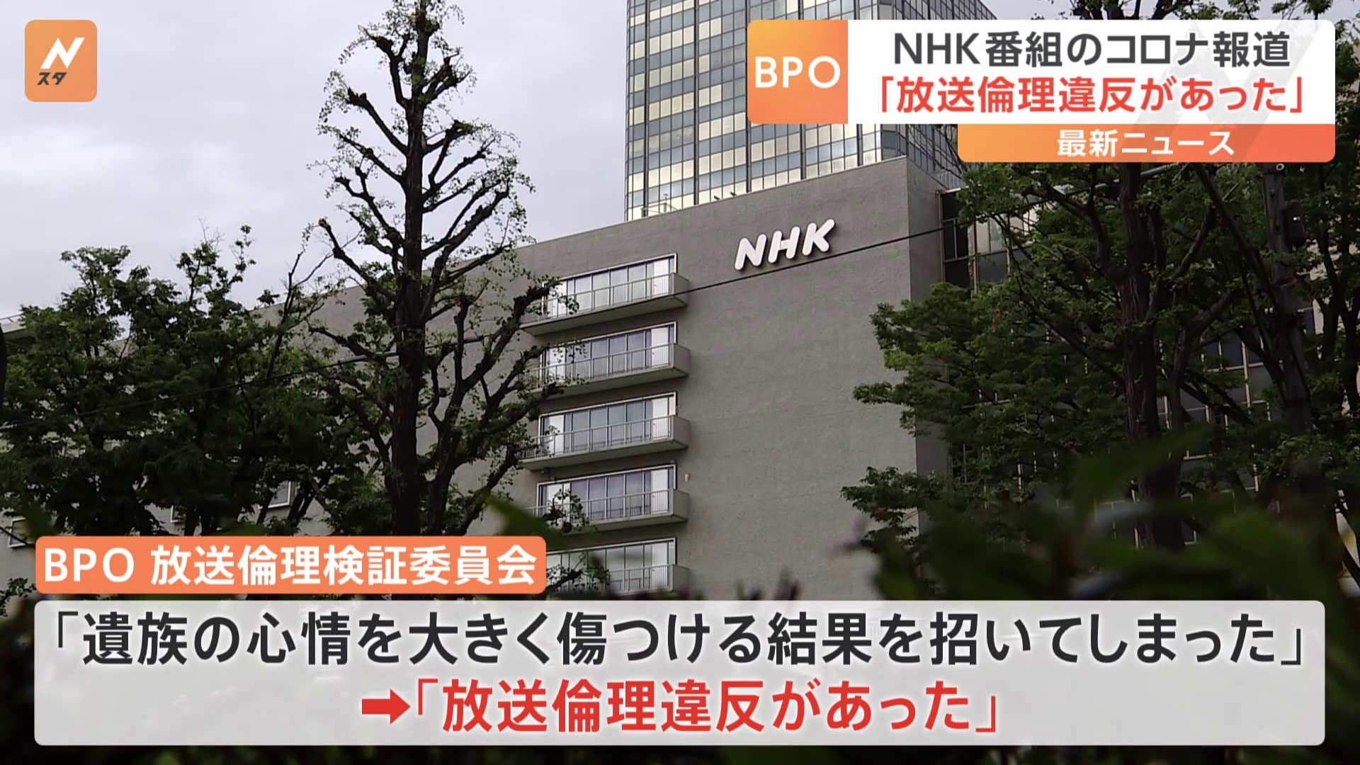 NHK「ニュースウオッチ9」 コロナ報道「放送倫理違反があった」 BPO 放送倫理検証委員会 | TBS NEWS DIG