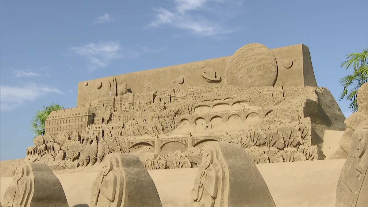 スメタナの「モルダウ」を砂の彫刻で表現したら・・・世界の音楽が砂の彫刻作品に夜はライトアップも【あしや砂像展】 | TBS NEWS DIG ...