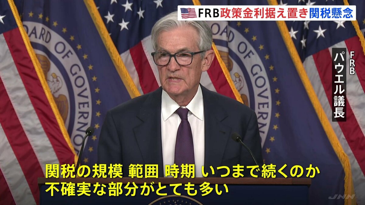 米FRB 3会合連続で政策金利引き下げ見送り トランプ関税で「経済の先行きの不確実性さらに増した」 | TBS NEWS DIG
