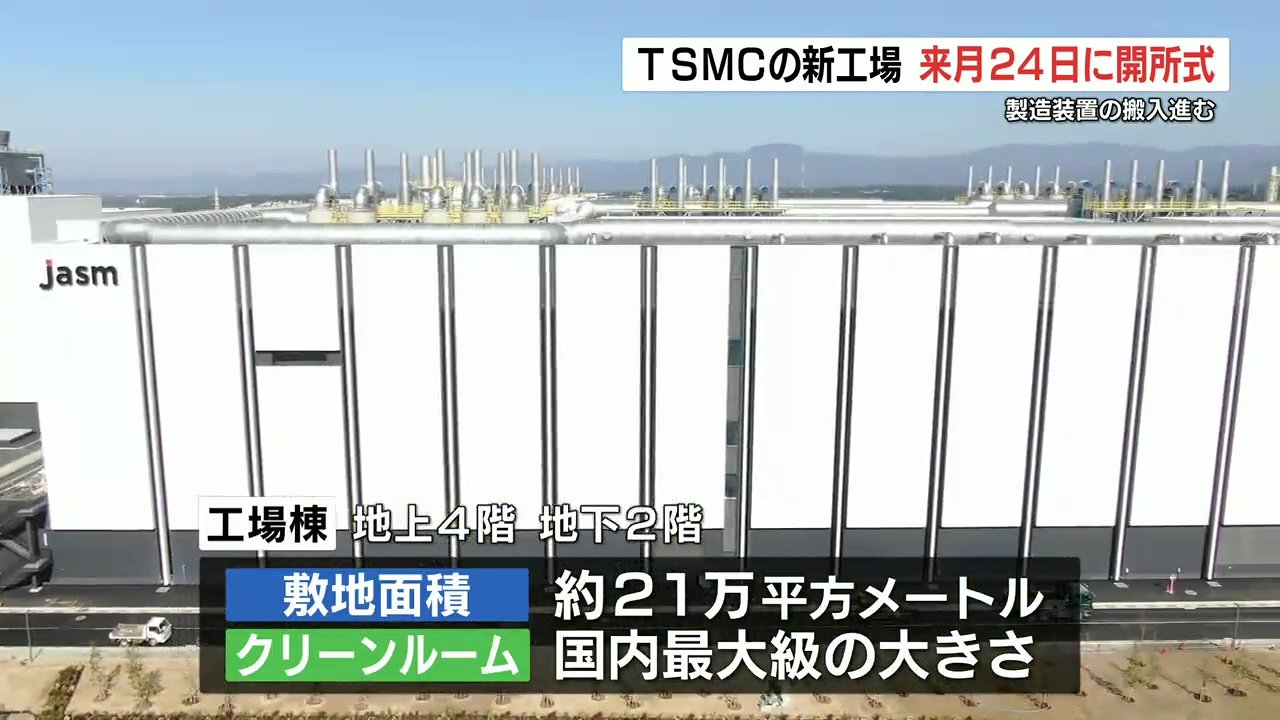 TSMC熊本工場の開所式 2月24日に実施 今年末までに半導体の生産開始を目指す | TBS NEWS DIG