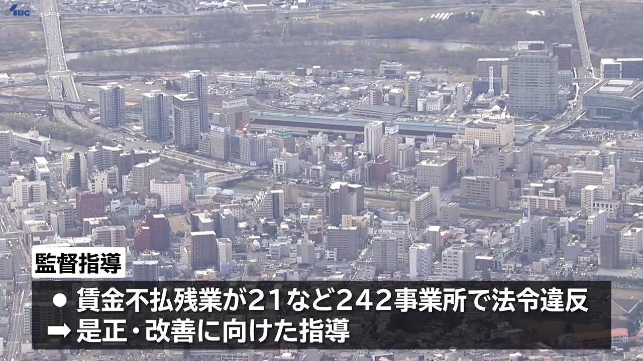 違法な時間外労働 121の事業所で発覚 岩手 | IBC NEWS | IBC岩手放送 (1ページ)