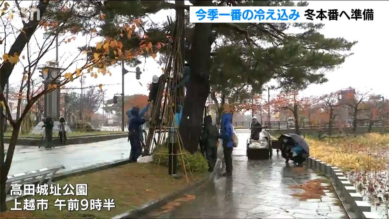山沿いで最大25cmの降雪予想 高田城址公園ではブロンズ像の“冬囲い” 新潟県内は12月中旬の冷え込みに | TBS NEWS DIG フォトギャラリー